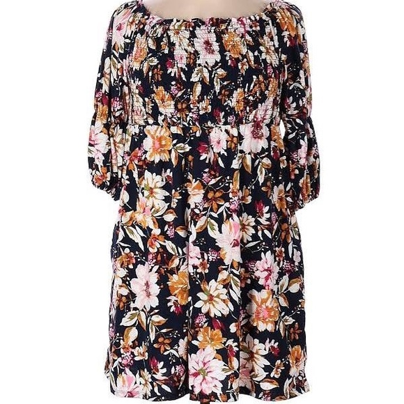 Robert Louis | Dresses | Nwt Robert Louis Plus Navy Floral Bell Sleeve ...